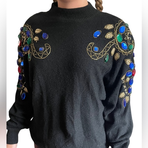 Sweaters | Vintage Eighties Nineties Jeweled Encrusted Sweater | Poshmark